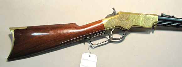 Bonhams : An engraved reproduction Henry Model 1860 rifle by Uberti