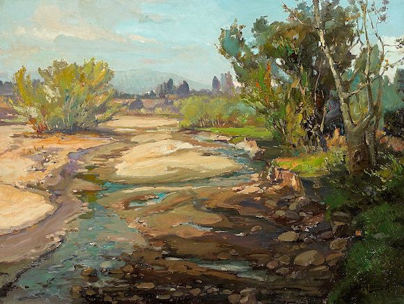 Bonhams : Franz Arthur Bischoff (American, 1864-1929) View to the Bridge, Arroyo Seco 18 1/4 x 24in