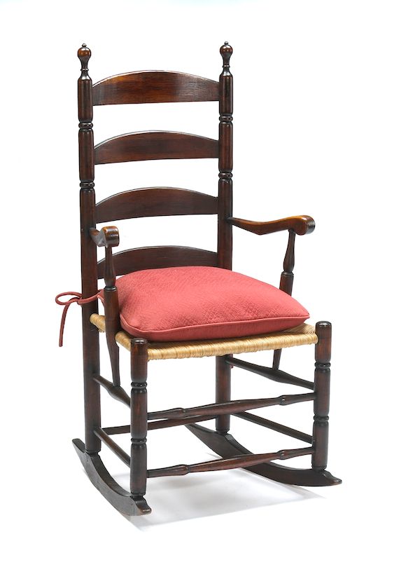 Bonhams : A Queen Anne maple ladder back rocking chair