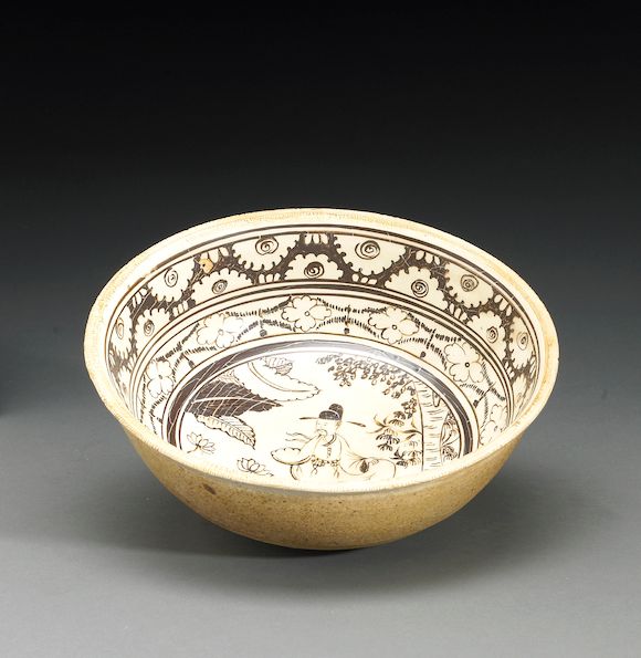 Bonhams : A Cizhou black and white slip-decorated deep bowl Ming Dynasty
