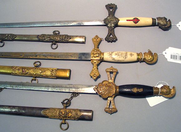 Bonhams : A lot of three American fraternal swords