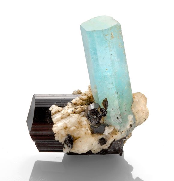 Bonhams : Beryl, var. Aquamarine and Schorl Tourmaline Crystal Group