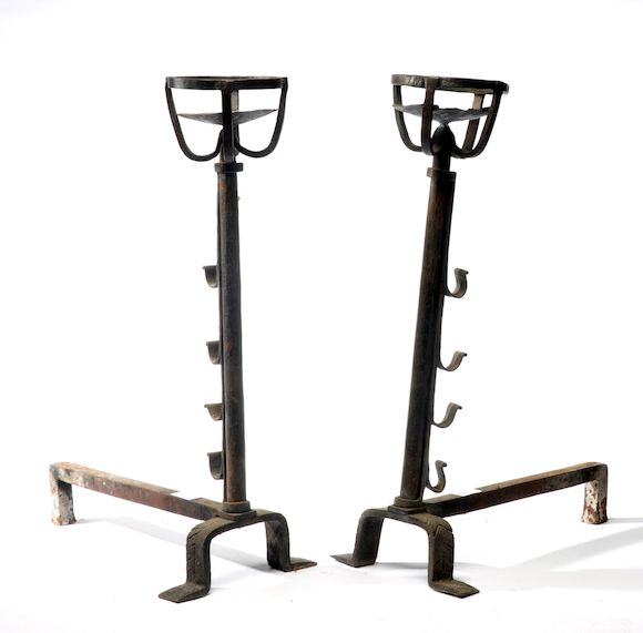 Bonhams : A pair of French steel andirons 18th century