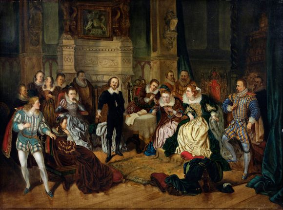 Bonhams : Baumgartner (19th Century) The court poet 29 x 39 1/2in