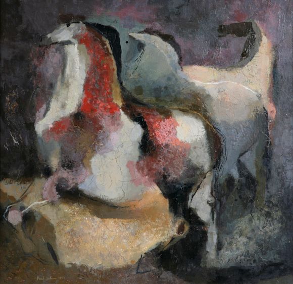 Bonhams : Paul Hull Julian (American, 1914-1995) Horses, 1953 24 1/4 x 25in