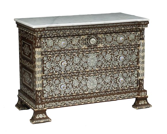 Bonhams : A Neoclassical style shell mounted chest of drawers