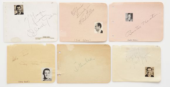 Bonhams : A large group of A-list male movie star signatures, 1930s-1950s