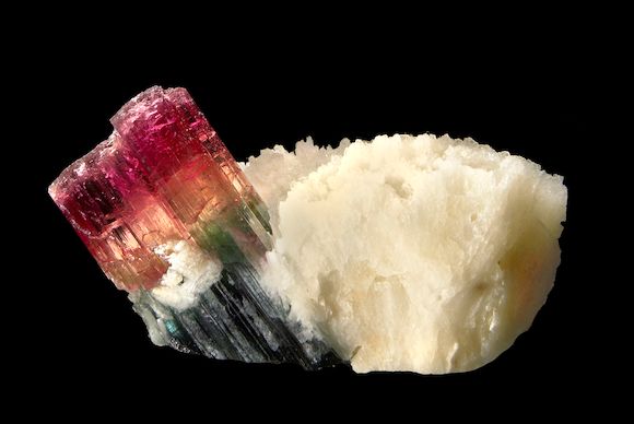 Bonhams : Multi-colored Tourmaline Crystal on matrix