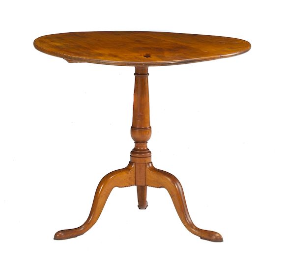 Bonhams : A Queen Anne figured maple tilt top tea table New England ...