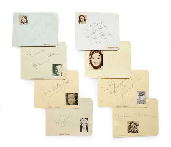 Bonhams : A large group of A-list female movie star signatures, 1930s-1950s