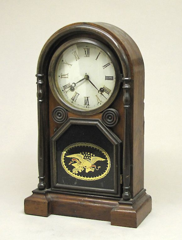 Bonhams : An American rosewood mantel clock inset with eglomisé glass ...