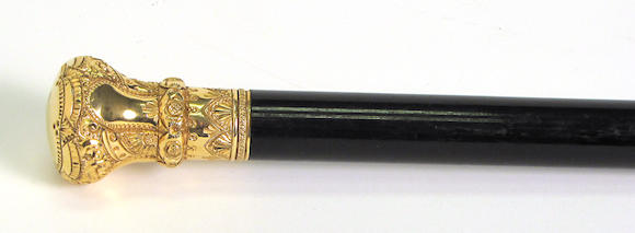 Bonhams An American Gold Fill Mounted Cane Late 19th Century