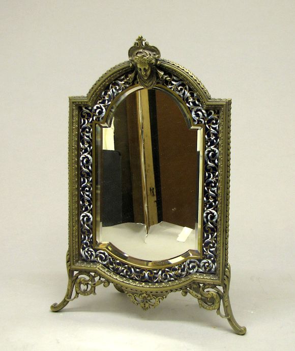 Bonhams : A French champlevé enamel, silvered and gilt bronze dressing ...