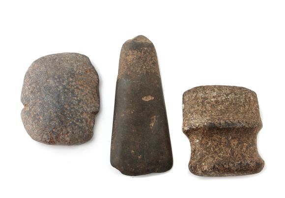 Bonhams : Group of Three Primitive Hand Axes