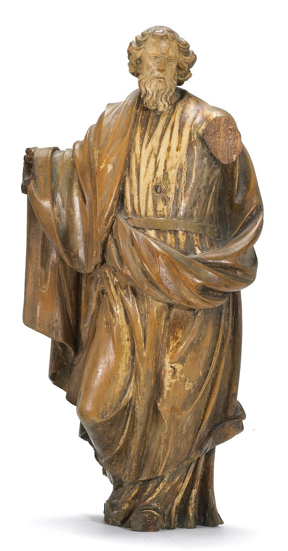 Bonhams : A Northern European Baroque carved wood figure of a saint ...