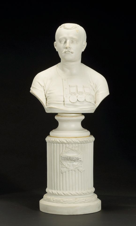 Bonhams : An English parian portrait bust of Captain Matthew Webb circa ...