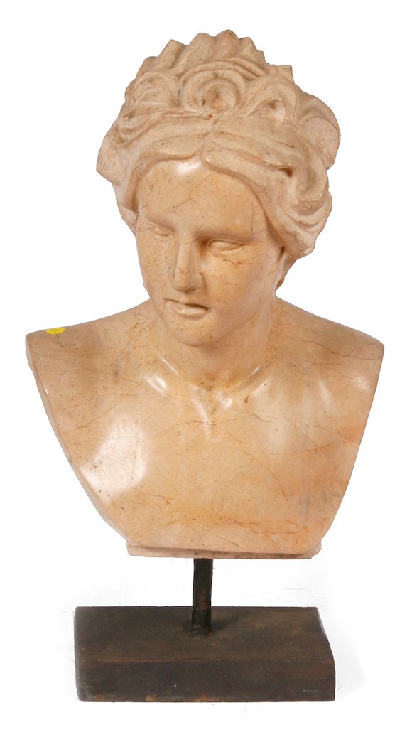 Bonhams : An Italian style marble bust on iron base, after the antique