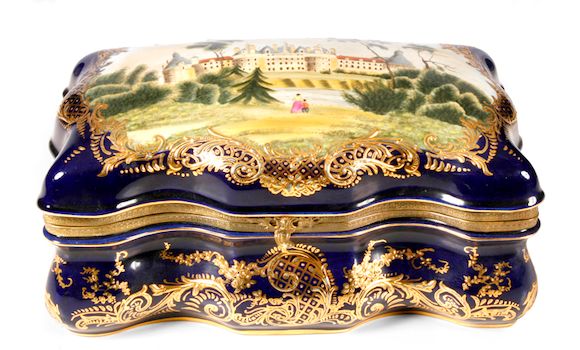 Bonhams : A Serves style porcelain and paint decorated box
