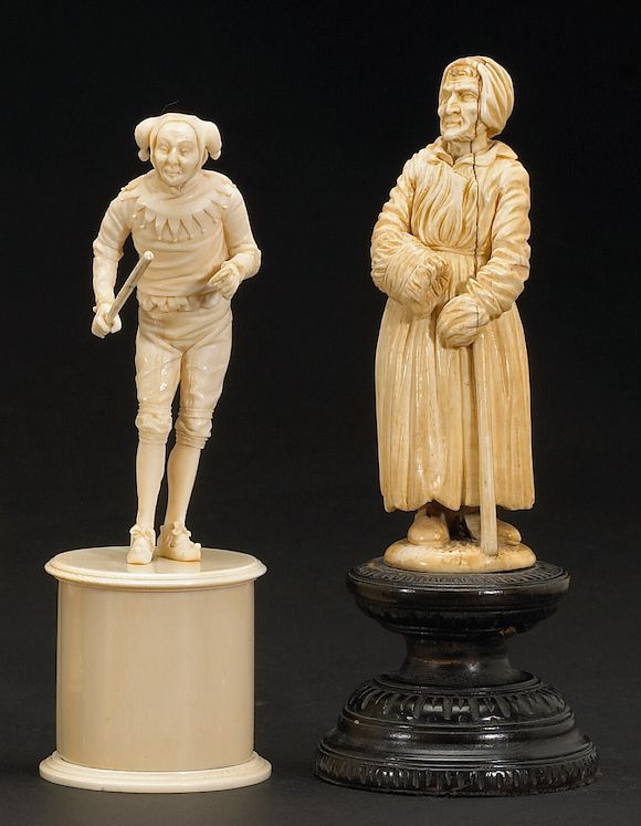 Bonhams : Two European carved ivory figures late 19th century