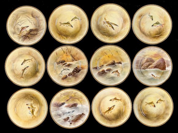 Bonhams : A set of twelve Royal Doulton porcelain ichthyological plates ...