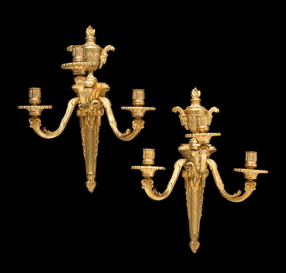 Bonhams A Pair Of Louis Xvi Style Gilt Bronze Three Light Bras De