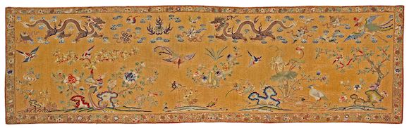 Bonhams : A richly embroidered wool ground altar frontal 19th Century