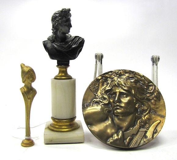 Bonhams : Three European bronze table items late 19th/early 20th century