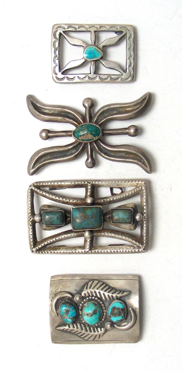 Bonhams : Four Navajo bow guard panels
