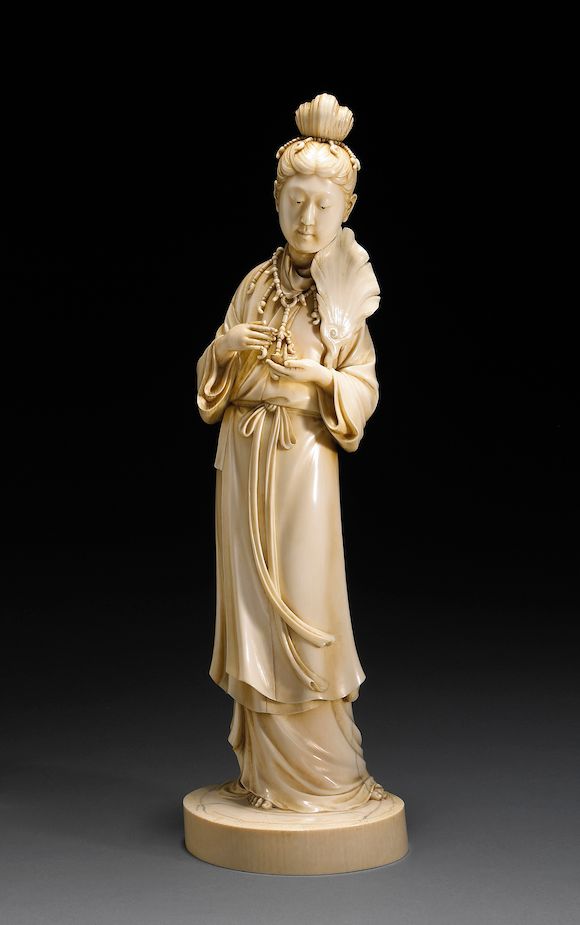 Bonhams : A LARGE STAINED-IVORY MODEL OF A BEAUTY Late 19th century