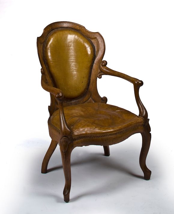Bonhams : An American Rococo laminated oak armchair John Henry Belter ...