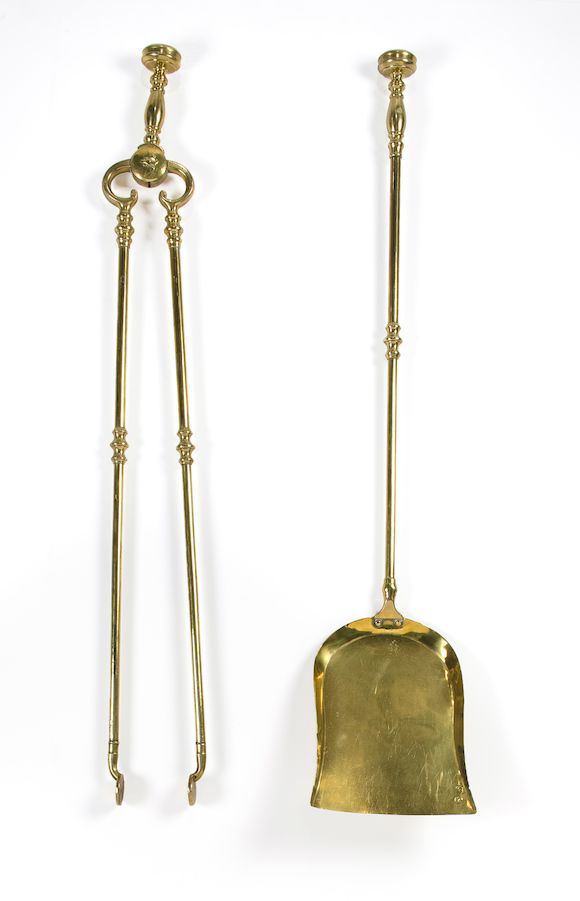 Bonhams : A pair of American brass fire tools decorated with eagles ...