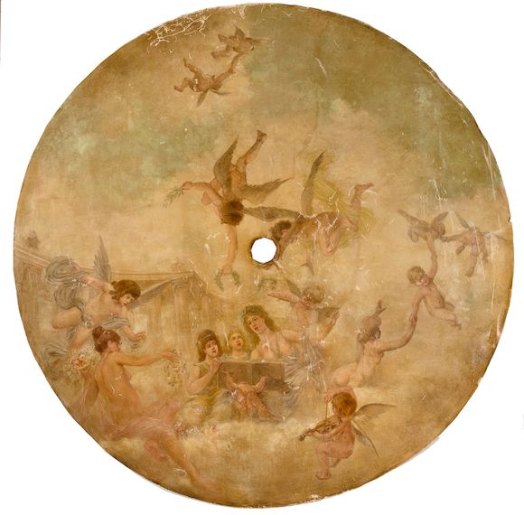 Bonhams : An unusual American painted ceiling panel circa 1880