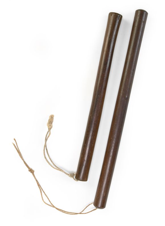 Bonhams : A pair of Hawaiian kauila wood hula sticks, ka la'au, with ...