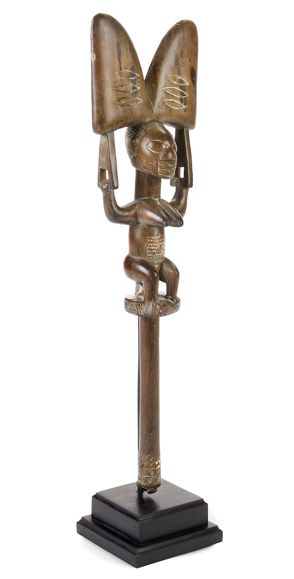 Bonhams : A Yoruba Shango staff, Nigeria height 18in