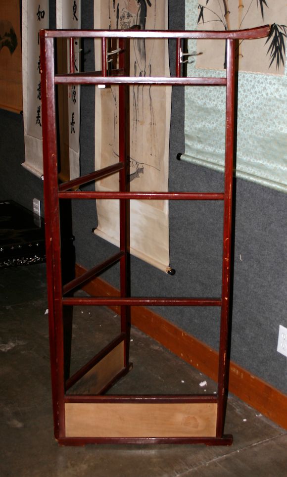 Bonhams : Two Japanese wood folding kimono racks