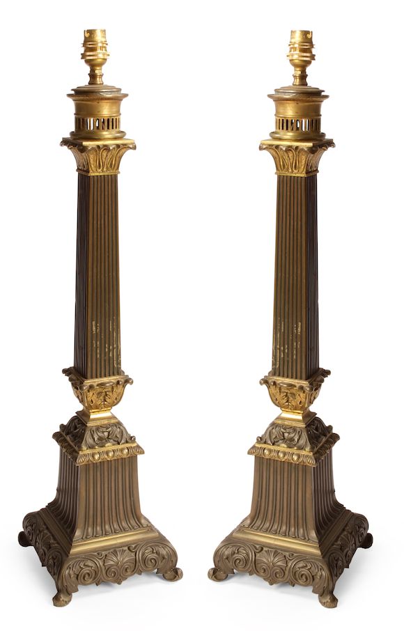 Bonhams : A pair of Renaissance style columnar form lamps
