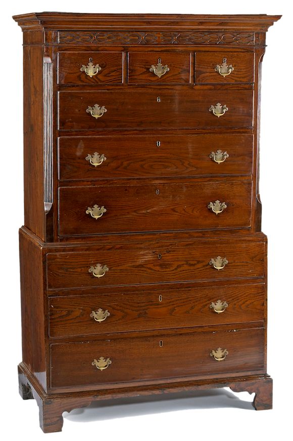 Bonhams : A George III oak secretary chest on chest fourth quarter 18th ...
