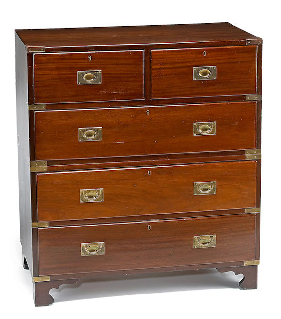 Bonhams A Victorian Brass Bound Mahogany Two Section Campaign Chest