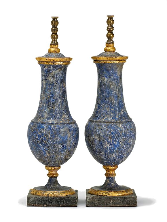 Bonhams : A pair of Neoclassical style faux painted wood balusters, now ...