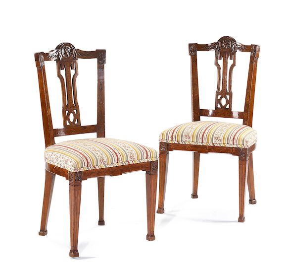 Bonhams : A set of four Italian Neoclassical marquetry and walnut ...