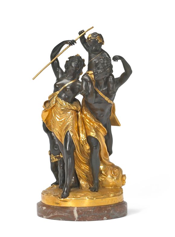Bonhams : A patinated and gilt bronze Bacchanalian group after Claude ...