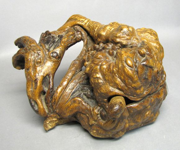Bonhams : A root carving of a Muyu (wooden fish) Late Qing Dynasty