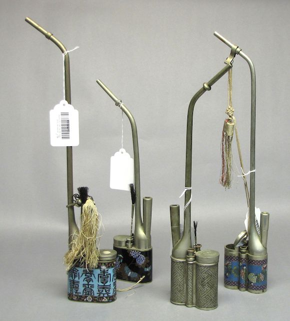 Bonhams : A group of four paktong water pipes Late Qing