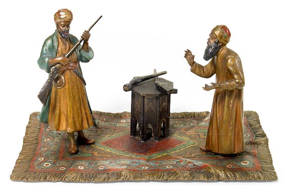 Bonhams : An Austrian cold painted bronze figural group of Middle ...