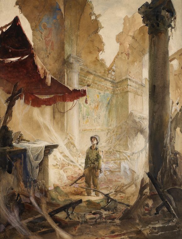 Bonhams : Lajos (Louis) Jambor (Hungarian, 1884-1955) War Scene 29 1/2 ...