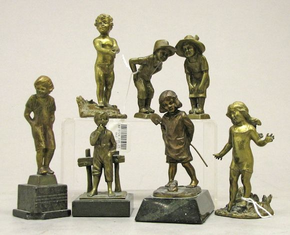 Bonhams : Seven miniature bronze figures of children late 19th/early ...
