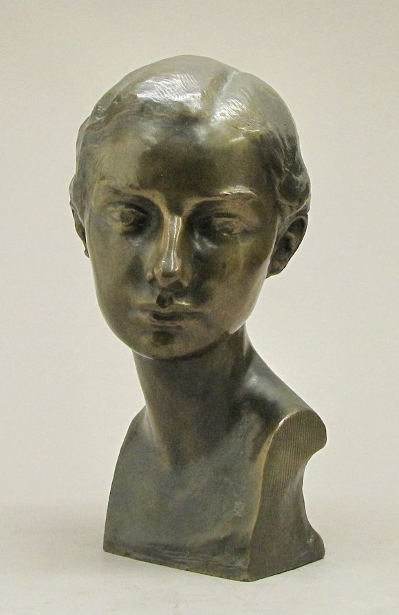 Bonhams : An American patinated bronze portrait bust of a woman first ...