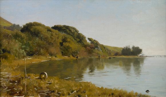 Bonhams : Thaddeus Welch (American, 1844-1919) Edge of the bay ...