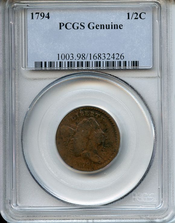 Bonhams : 1794 1/2C Genuine, Damage PCGS