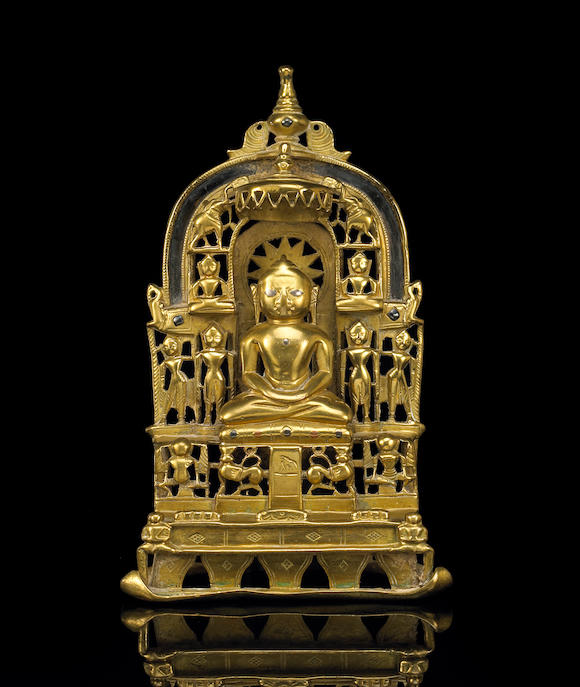 Bonhams A Jain Brass Shrine With Silver Inlay India 15th17th Century